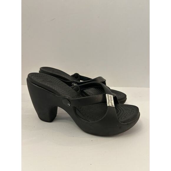 CROCS | Shoes | Crocs Womens Sandals Size 6 Cyprus Iv Black Heels Strap ...